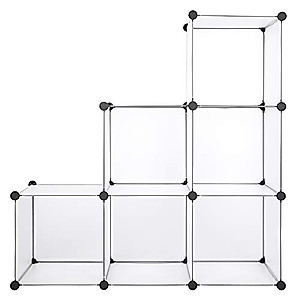 6 Storage Cube 13.8" x 13.8" Cube Organizer DIY Plastic Cube Storage Shelves Cabinet Cubby Shelving Bookshelf Clothes Dresser Closet Storage Playroom Cube Toy Organizer Cabinet (6-Cube, White)