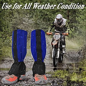 Leg Gaiters Waterproof Men Women Snow Boot Gaiters Hiking Shoe Gaiters Anti-Tear Adjustable Leggings Cover Ankle Leg Guard for Outdoor Hunting Camping Skiing Walking Mountain Climbing (Blue 18")