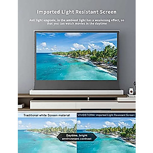 VIVID STORM SINCE 2004-Long Focus ALR Screen Material,White Housing Motorized Floor-Rising Projection Screen,Compatible with Lumen up to 2500ANSI of Ordinary Projector,VWSDSTALR120H