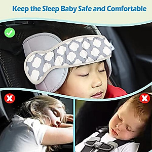 vocheer Baby Car Seat Head Support Band, Adjustable Carseat Sleep Nap Aid Holder Belt Head Protection Strap for Kids 1-5 Years Old Gray