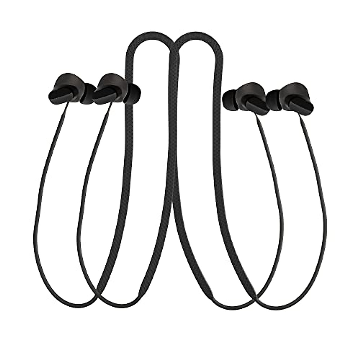 kwmobile Straps Compatible with Beats Studio Buds - 2X Silicone Holder for Wireless Earphones - Black/Black