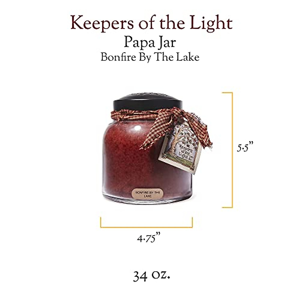 Valentine's Day Special Bundle Bonfire by The Lake - 34oz Papa Scented Candle Jar Plus Black Heart Candle Jar Holder