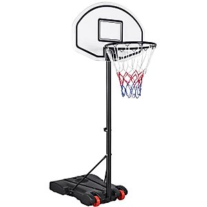 Yaheetech Portable Basketball Hoop Outdoor/Basketball Goals Indoor/Basketball Court/Adjustable Basketball Stand from 5.2 ft to7 ft with 29'' Basketball Backboard Black
