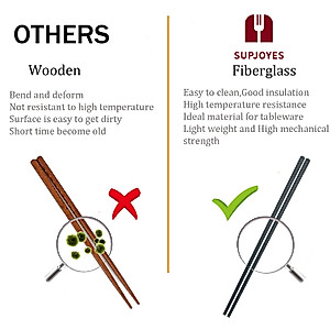 SUPJOYES Reusable Fiberglass Chopsticks - Japanese Chinese Chopsticks Dishwasher Safe, 5 Pairs Chop Sticks Gift Set