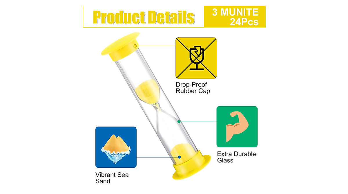 24-Pack 3-Minute Sand Timers for Kids & Classrooms