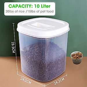 TBMax Kitchen Bulk Food Storage Container - 20 Lbs Rice Storage Container with Measuring Cup, Airtight Dry Food Container Bin for Flour, Baking Supply, Grains, Pet Dog Cat Food Storage