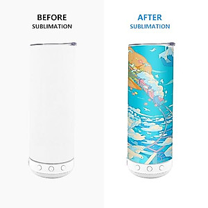 HIZEE 20 oz 1 pack Sublimation Tumbler Blank Bluetooth Music Speaker with Straw and Lid,Skinny Straight Stainless Steel Sublimation Cup Detachable Speaker Suitable for Travel Gifts
