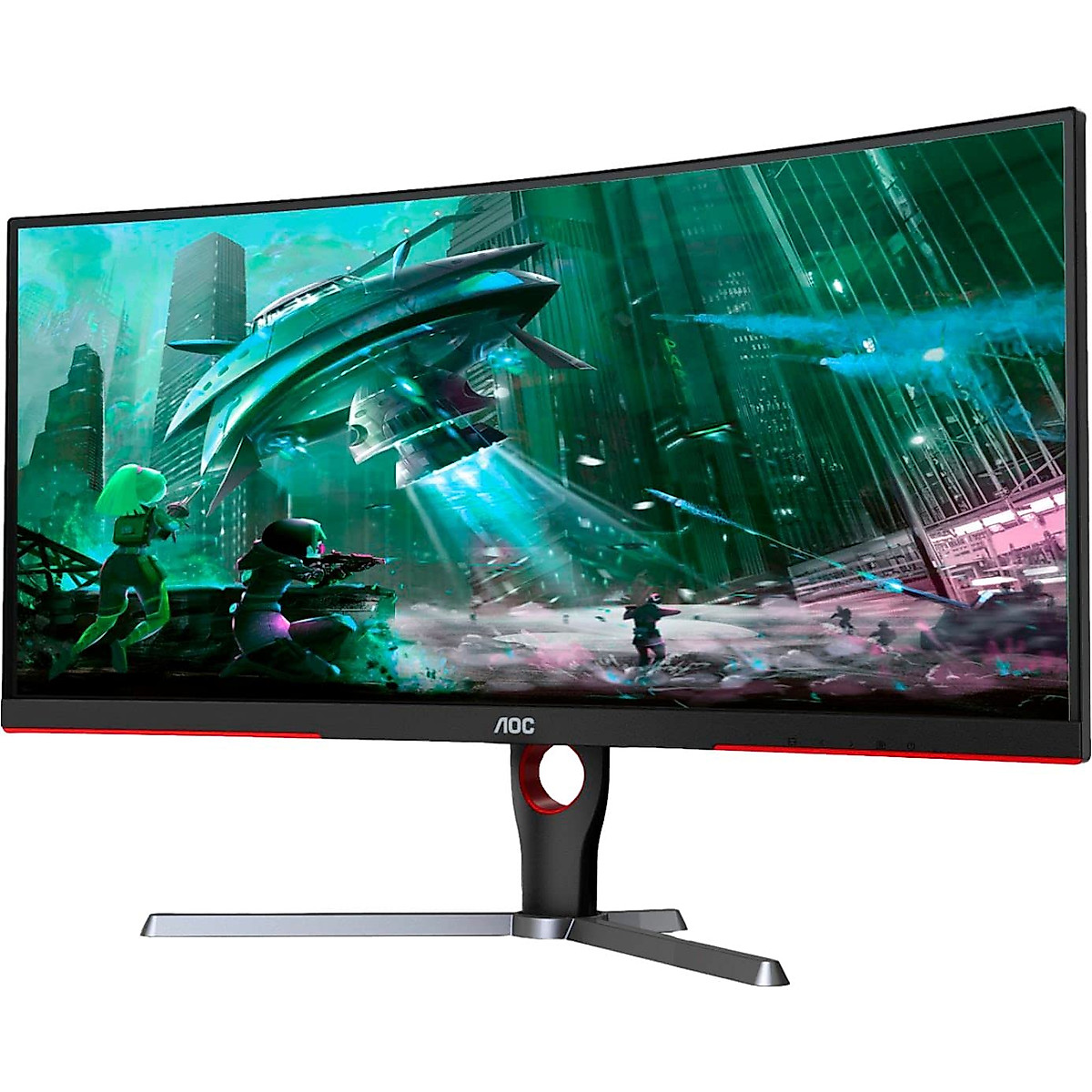 AOC 2021 30” LED Gaming Monitor - 75Hz, Full HD 2560 x 1080 Curved Monitor with Built-in Speaker, AMD FreeSync and HDMI Ports, Black
