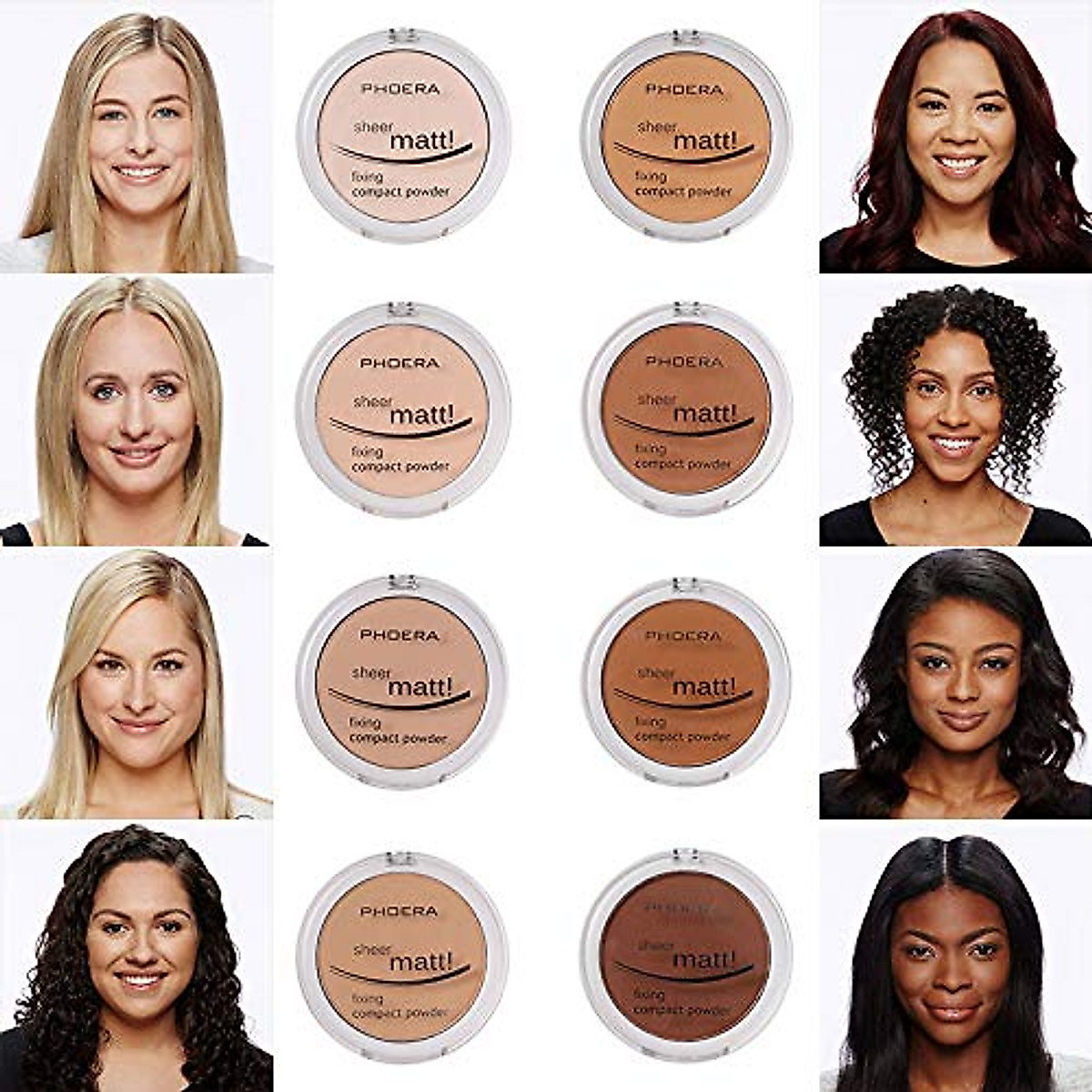 2 Pack PHOERA Matte Face Powder, Control Oil Brighten Skin Color Full Coverage Flawless Face Setting Loose Powder。203- Nude