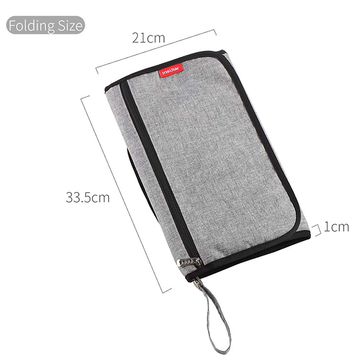 AIMIUKIDS Baby Diaper Changing Pad with Built-in Head Cushion for Stroller Walks or Diaper Bag, Fits Newborn and Toddler for Quick Change on The go 2 Pack Red & Grey