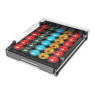 EVERIE Glass Top Coffee Pod Storage Organizer Drawer Holder Compatible with K Cup Pods, Holds 35 Pods, KP3501-BL