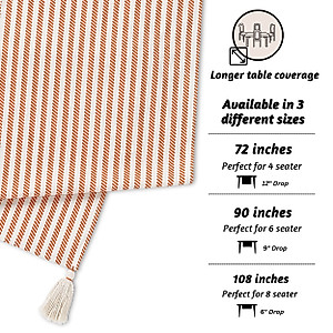 Folkulture Table Runner 72 Inches Long with Tassels for Dining Table Decor, 100% Cotton Farmhouse Style Table Runner, Boho Runner for Home Décor, Coffee Table Runner (Russet Orange)