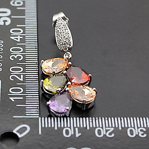 Women's Drop Earrings, Classic Multi Gemstones Dangle Earrings with Amethyst Garnet Ruby Blue Sapphire (Earring)