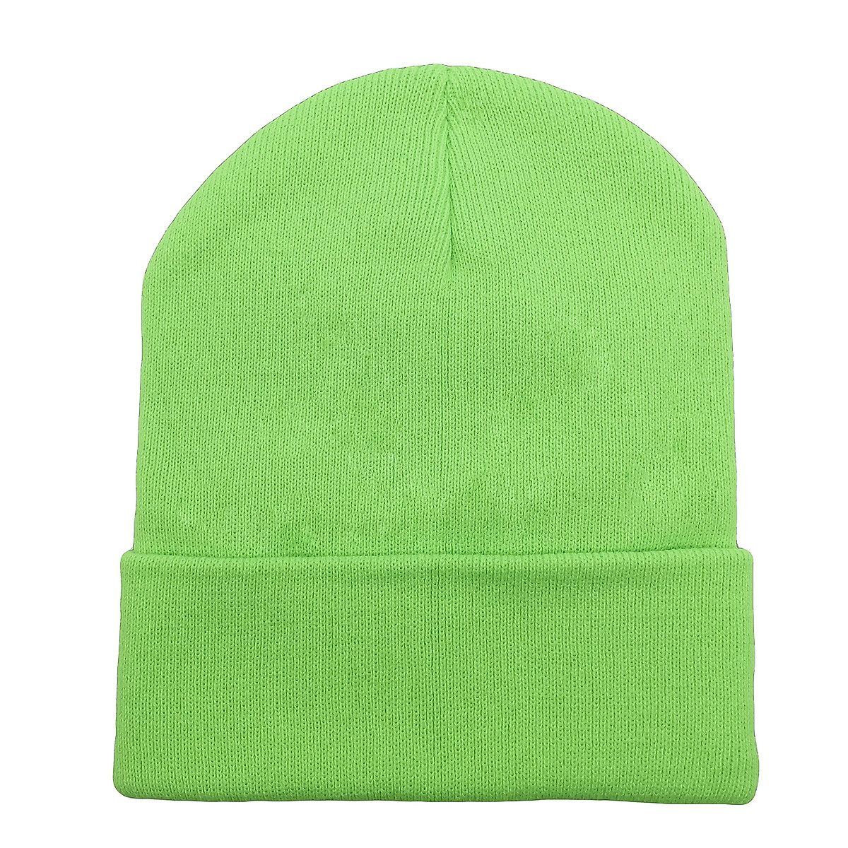 Unisex Knit Soft Warm Cuffed Beanie Hat Winter Camo Hats for Men Women (Neon Green)