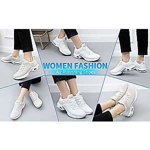 Womens Air Athletic Running Shoes - Air Cushion Shoes for Womens Mesh Fashion Sneakers Breathable Walking Gym Work Tennis Shoes White size 8