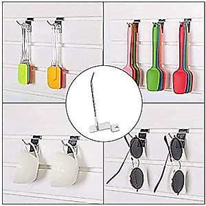 tonchean 100 PCS Chrome Slatwall Display Hooks for Slatwall Board 6 Inch Commercial Grade Metal Retail Hooks Sliver Assortment Garage Storage Organizer Display Hooks for Panel Iron