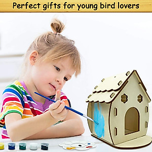 Icoodus Large Bird House Kits for Children to Build, Art Craft Wood Toys Birdhouse Kits for Kids 8-12 4-8, Make Your Own Birdhouse, Include Paints & Brushes, Wooden Arts for Girls Boys