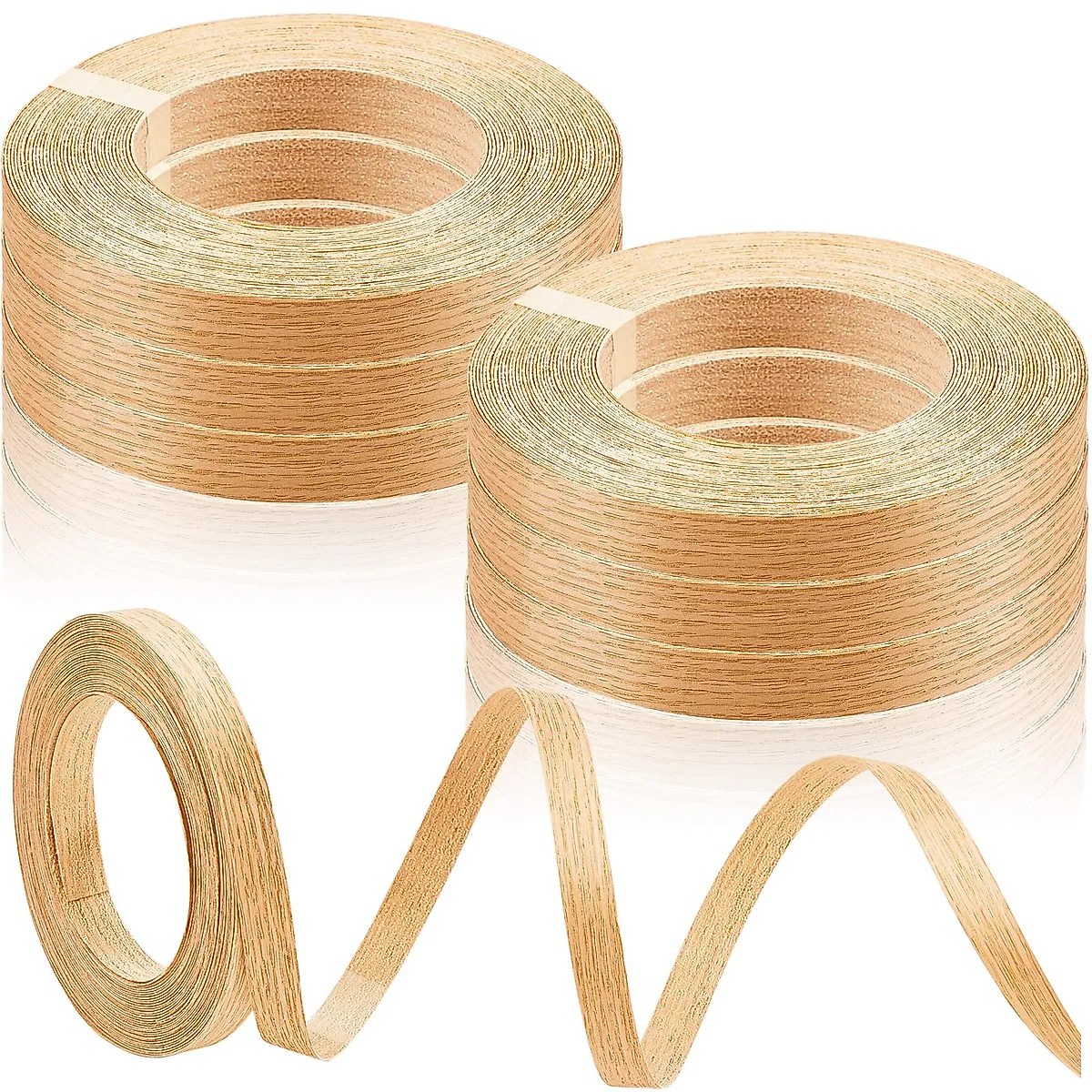 Soaoo 6 Roll 3/4 Inch x 50 ft Plywood Edge Banding – Pre-glued Wood Veneer Roll Plywood Edge Trim Flexible Plywood Birch Edge Banding Easy Application for Furniture Restoration