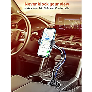 eSamcore Cup Holder Phone Holder for Car - 15" Height Gooseneck Cup Holder Phone Mount for Car, Adjustable Car Phone Holder Mount for Tesla Compatible with All iPhone Samsung Galaxy Cell Phones