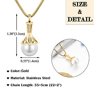 Pearl Urn Necklace for Ashes Memorial Cremation Necklaces Stainless Steel Ashes Necklace for Men Women(Gold)-You Lighted Up My World