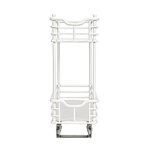 Household Essentials Glidez Multipurpose Paint-Finished Steel Pull-Out/Slide-Out Storage Organizer with Plastic Liner for Under Cabinet Use - 2-Tier Design - Fits Standard Size Cabinet or Shelf, White