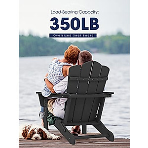 KINGYES Folding Adirondack Chair, HDPE All-Weather Folding Adirondack Chair, Grey