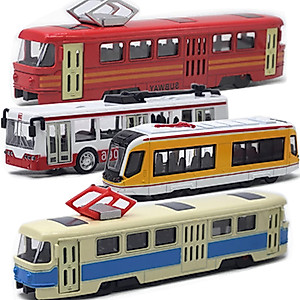 OTONOPI Toy Train Set Subway Bullet Train High Speed Locomotive Engine Die Cast Model Car for Kids Pack of 4