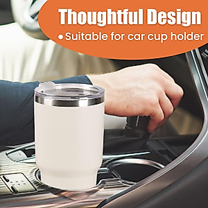 D·S 30oz Cream Tumbler Stainless Steel Insulated Travel Mug with Straw Lid Cleaning Brush (30oz Cream)