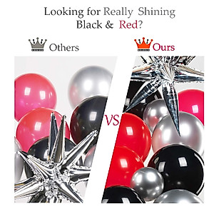 yeewaka black and red silver balloon garland arch kit 150pcs with Starburst Balloons for wedding Casino movie night theme birthday graduations prom 2024 new year eve Party decorations
