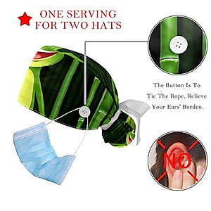 CWAGFEQZ 2-Pc Gourd-Shaped Working Cap,Fisherman Hat with Buttons and Cotton Sweatband,Green Plant Jungle Frog