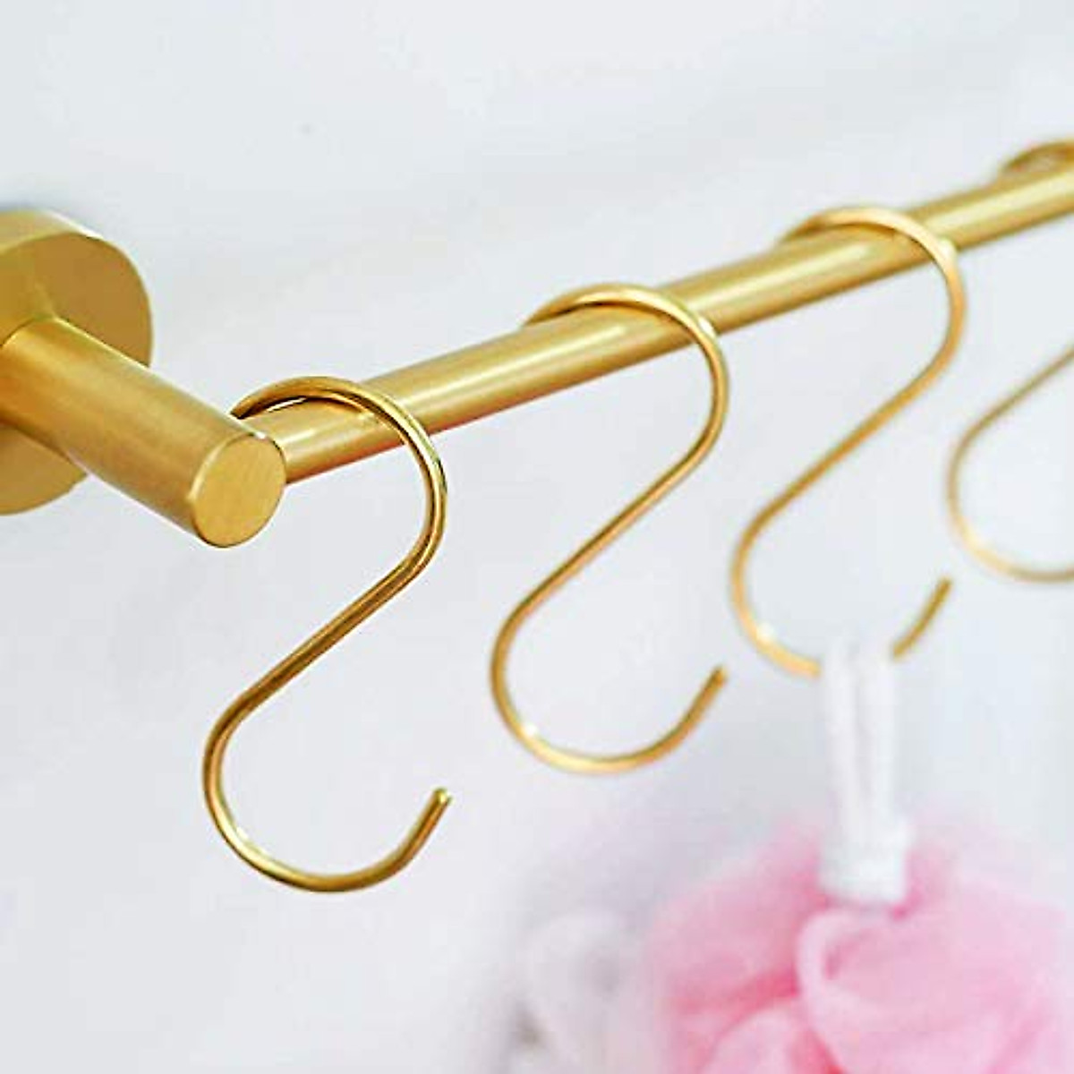 BAEYAR Brass S Hook, Gold Hook, S-Shaped Hook, Suitable for Bathroom, Closet, Kitchen, Flower Basket, Outdoor S-Shaped Hook, S-Shaped Brass Hook Recommended by WongWin. 4 Pieces
