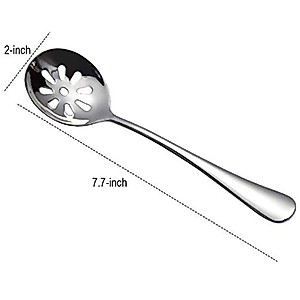 Goeielewe 2-Pack Soup Slotted Serving Spoon 7.7-inch Stainless Steel Colander Spoon for Buffet, Dinner, Restaurants, Kichen (Slotted Spoon)