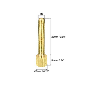 uxcell Knurled Thumb Screws, M4x25mm Flat Brass Bolts 7mm Dia.Grip Knobs Fasteners for PC, Electronic, Mechanical 8Pcs