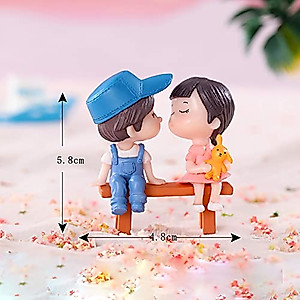DOYIFUN 8 Pcs Miniature Couple Lover Figurines Chair Boy&Girl Kiss Dolls Cake Topper Micro Landscape Ornaments Fairy Garden Craft Terrarium Gift Dollhouse Miniature（Random 4pairs