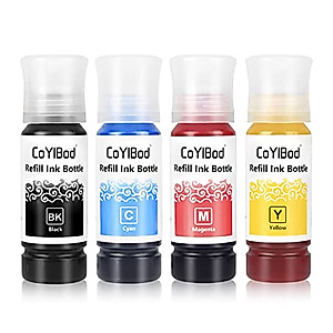 CoYlBod Dye Refill Ink Bottle Compatible T502 T512 T522 USE with ET-2720 ET-2800 ET-2803 ET-2850 ET-3850 ET-4700 ET-4750 ET-4760 ET-15000 Printer Black, Cyan, Magenta, Yellow (NOT Sublimation Ink)