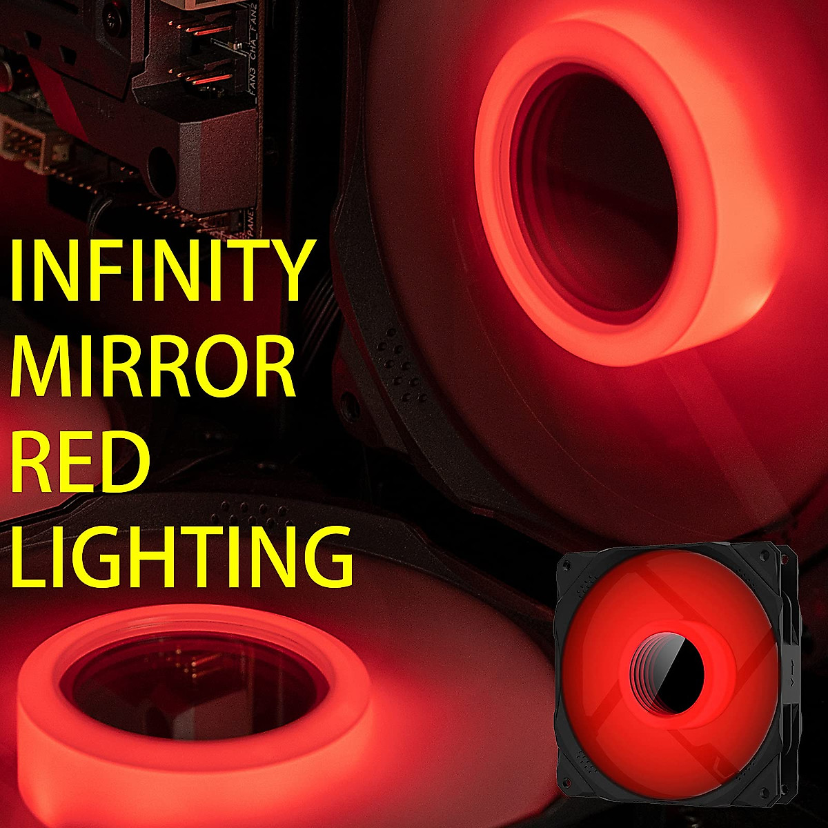 novonest 120mm PC Case Fan,3-Pin Red Led High Performance Mirror Cooling Fan,Low Noise High Airflow Ultra Quiet Computer Fan for PC Cases,Long Life Bearing Computer Cooling Fan,UA01RD3(3-Pack)