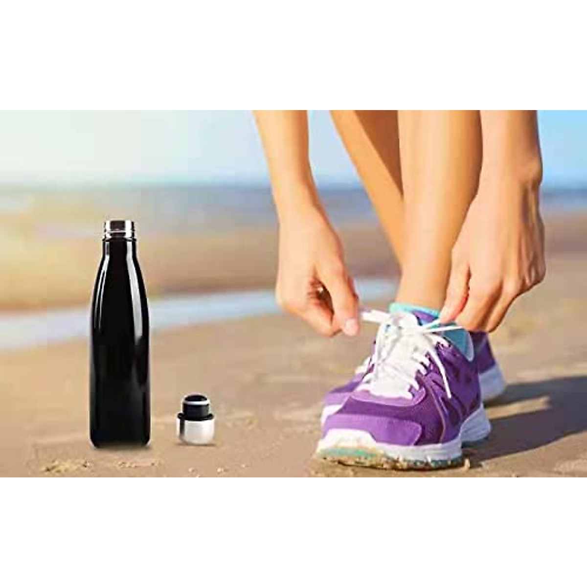 Mfhzwjuan-17 Oz Stainless Steel Vacuum Insulated Water Bottle - Reusable Metal Water Bottle -24 Hours Cold, 12Hours Hot - Double Wall Cola Shape - Leakproof Sports Bottle - Black