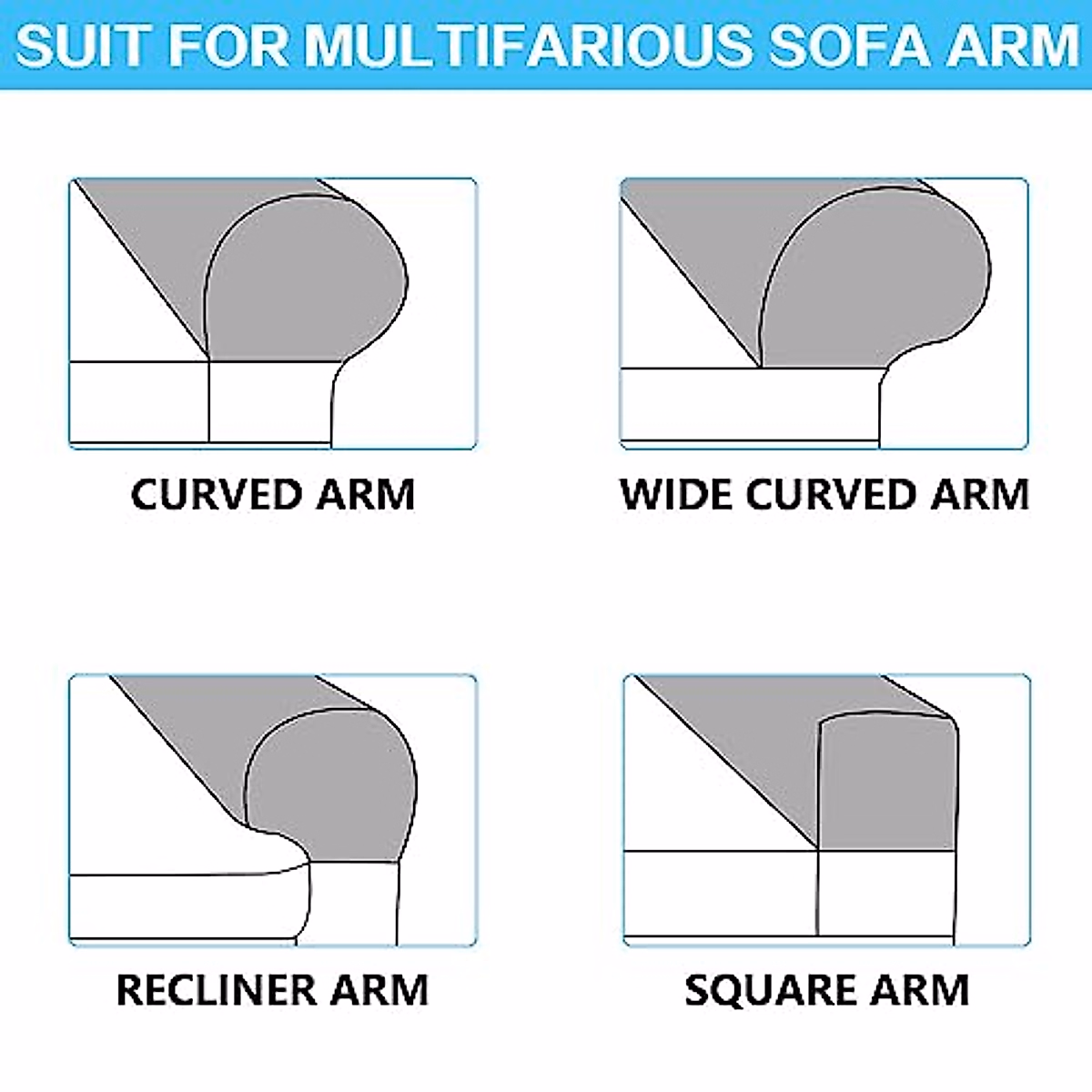 toiasnu PU Leather Sofa Armrest Covers, Stretch Waterproof Couch Arm Protectors Universal Simplicity Arm Covers for Chairs and Sofa Stain Resistant Furniture Protector-Grey-Set of 4