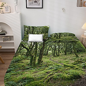 zcsm Landscape Sheets Full Size Sheets - Rainforest Bedding Sheets & Pillowcases - Luxurious 100% Microfiber, High Thread Count Print, Flat Sheet & Deep Pocket Fitted Sheet & 2 Pillowcases
