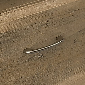 Bush Furniture Cabot L Desk with Hutch and 5 Shelf Bookcase, 60W, Reclaimed Pine