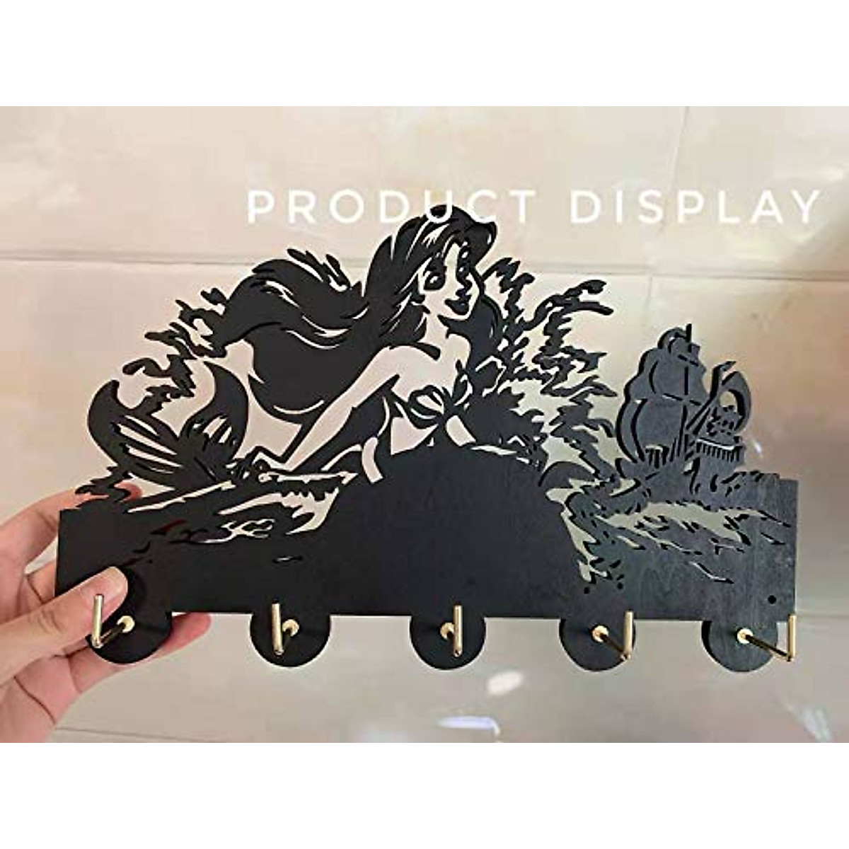 Disney Mermaid Cartoon Animation Key Hooks- Clothes Hooks, Wood Key Holders for Entryway,Kitchen,Living Room ,Child Gift.