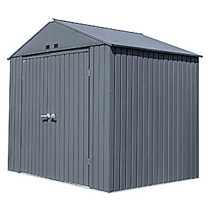 Arrow 8' x 6' Elite Steel Storage Shed with High Gable and Lockable Doors Storage Building - Anthracite