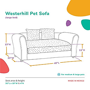 Keet Westerhill Pet Sofa Bed, Charcoal, Large (40x23x13)