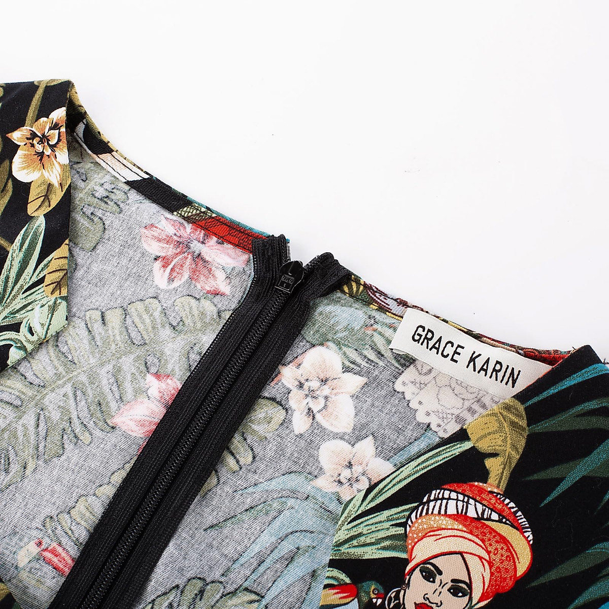 Women's 50s Vintage Printed Leaves Pencil Dress Cap Sleeve Wiggle Dress Medium