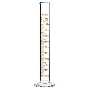 stonylab 1-Pack Graduated Cylinder, Borosilicate Glass 100 ml Heavy Wall Graduated Glass Measuring Cylinder