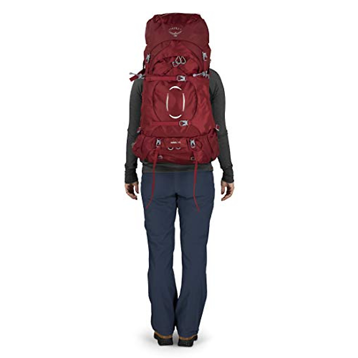 Osprey Ariel 55L Women's Backpacking Backpack, Claret Red, WXS/S