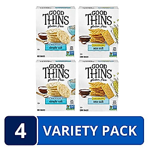 Good Thins Rice & Corn Snacks Gluten Free Crackers Variety Pack, 4 Boxes