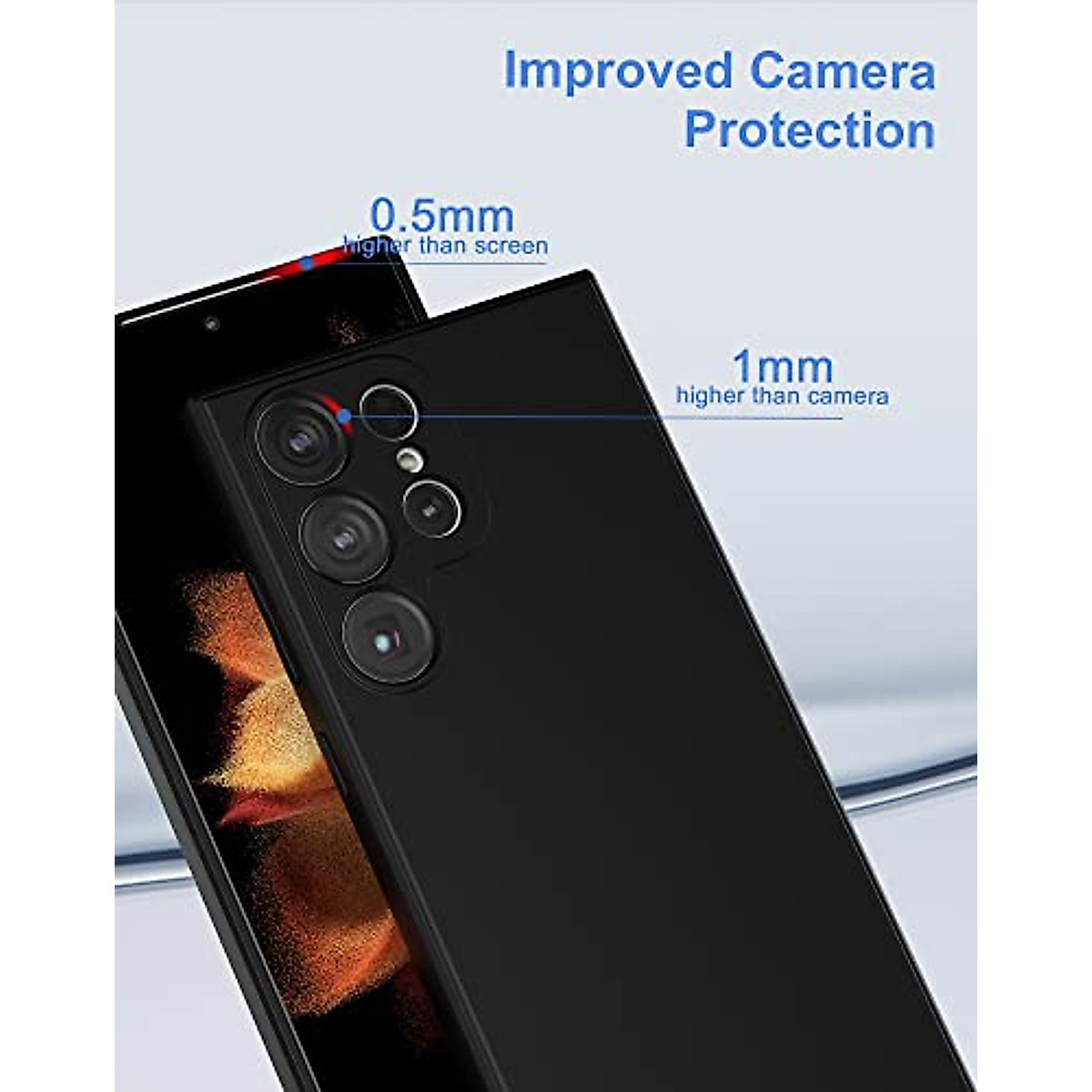 Foluu Silicone Case for Samsung Galaxy S23 Ultra, Liquid Gel Rubber Bumper Case with Soft Microfiber Lining Cushion Slim Hard Shell Shockproof Protective Cover for Galaxy S23 Ultra 5G 2023 (Black)