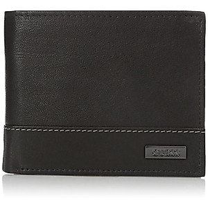 Guess Men's Leather Passcase Wallet, Black/White, One Size