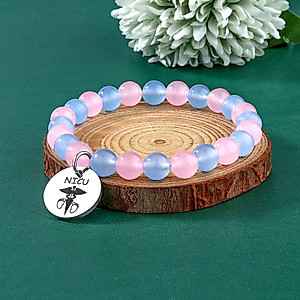 ARHTF NICU Nurse Appreciation Gifts NICU Nurse Bracelet Footprint Charm Thank You Nicu Nurse Gifts Neonatal Nurse Gifts,Neonatal Nurse NICU Nurse Gifts for Women (pink&blue)